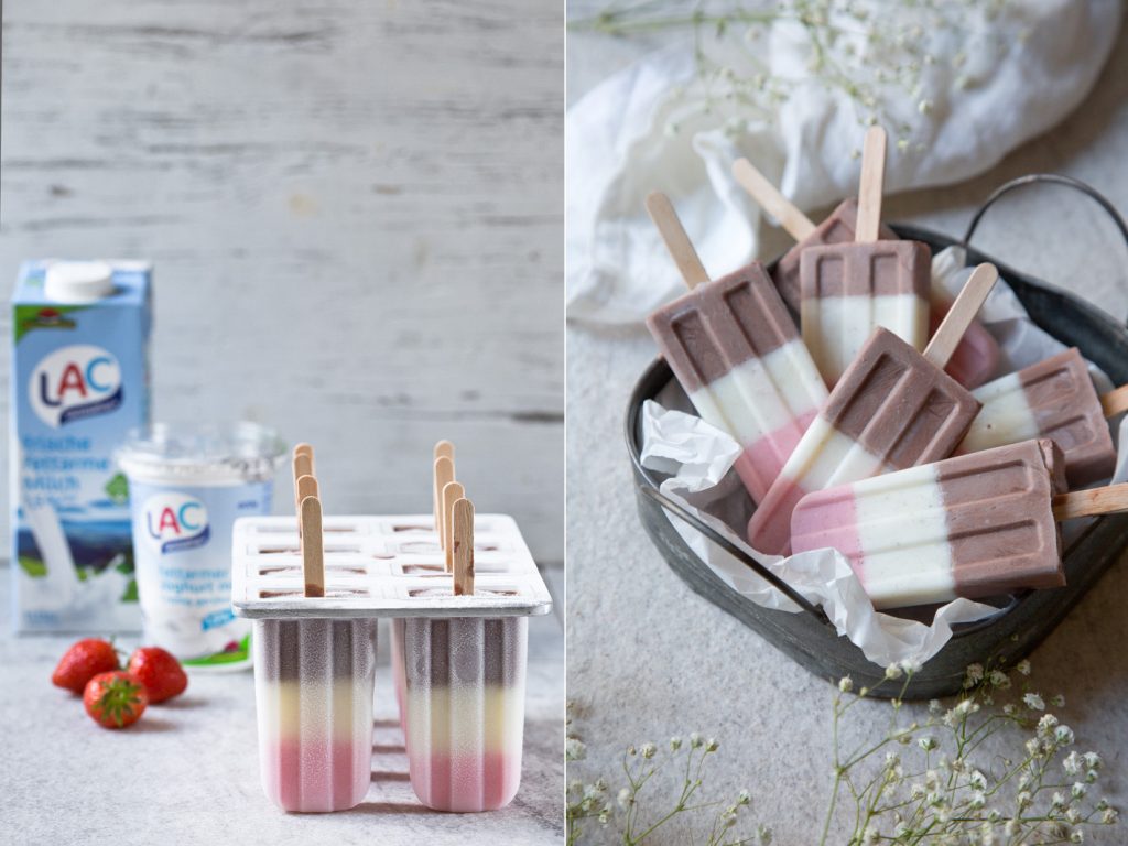 Schoko-Vanille-Erdbeer Eis am Stiel | Foodlovin'